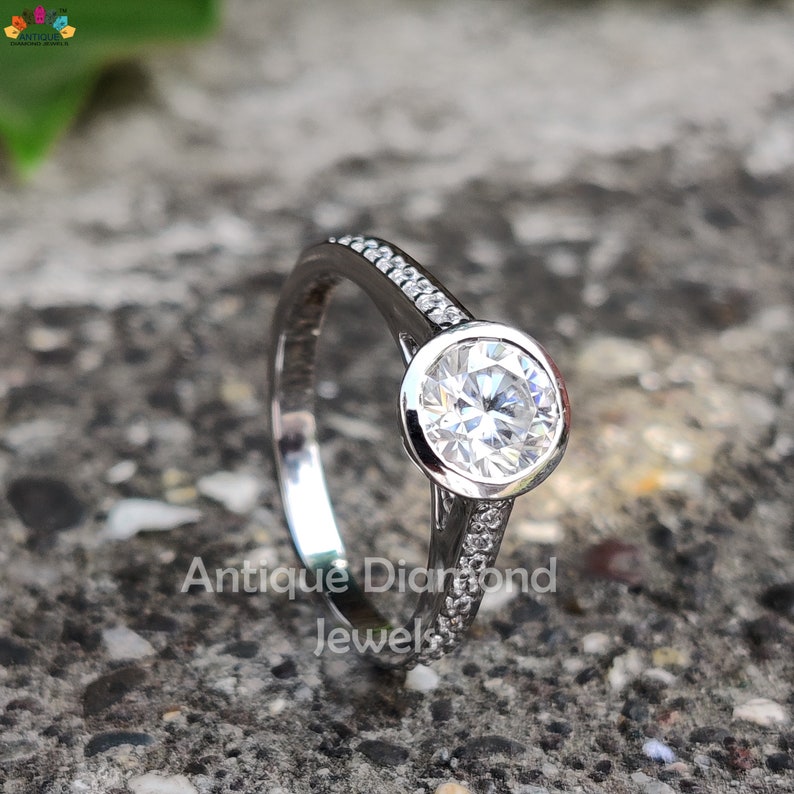 Cathedral Bezel Engagement Ring Sparkling With Classic 1.38 | Etsy