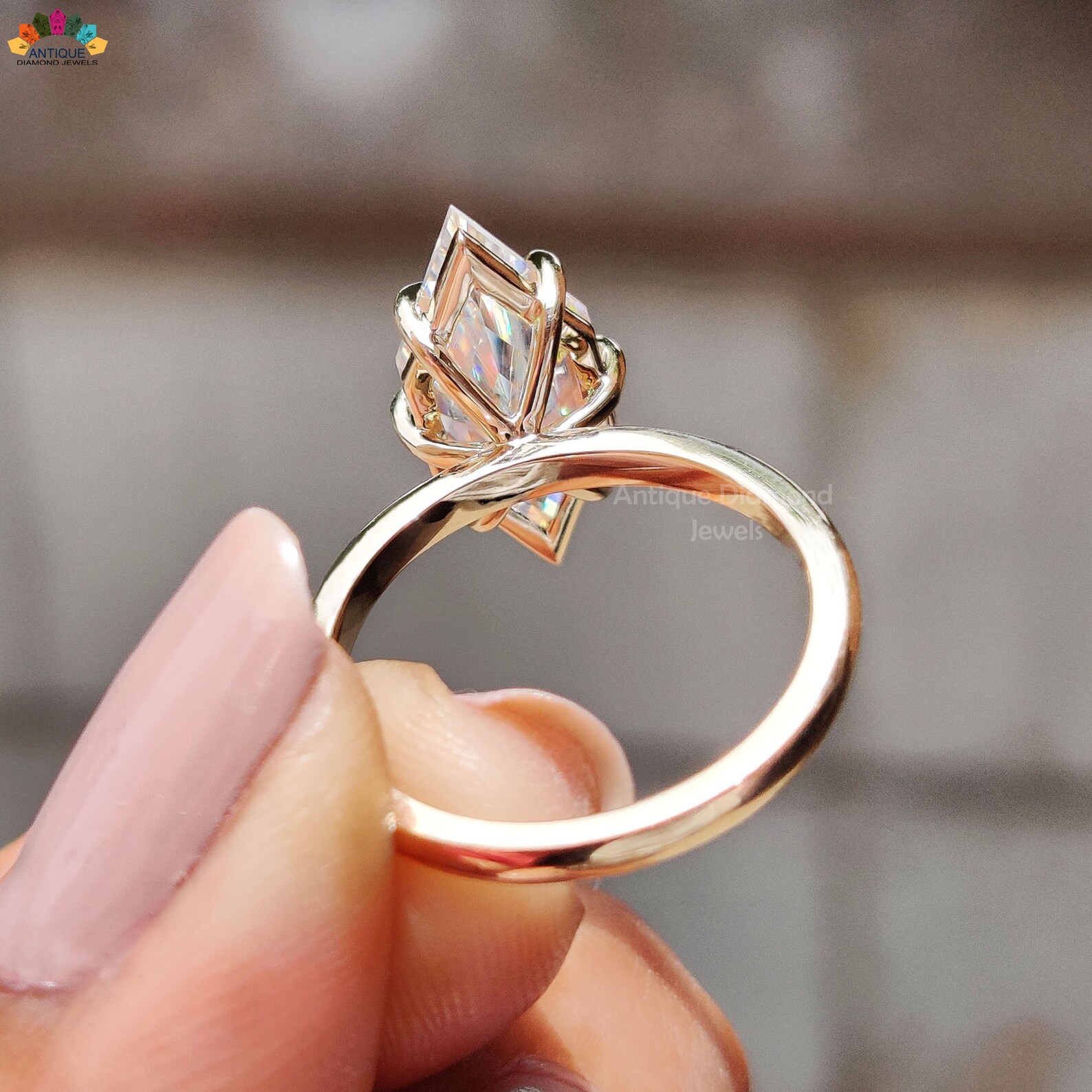 Antique 3.72 CT Portrait Moissanite Ring, Solitaire Engagement Ring ...