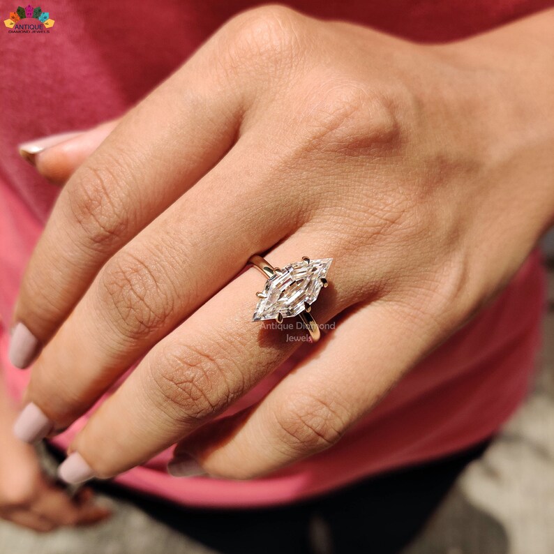 Antique 3.72 CT Portrait Moissanite Ring Solitaire Engagement - Etsy