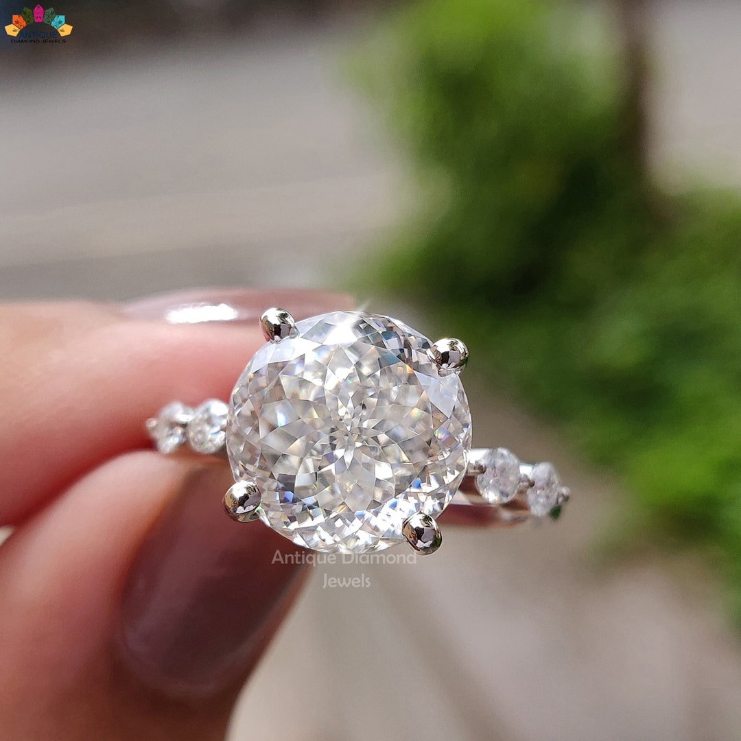 Portuguese Cut Engagement Ring, 5.63 TCW Moissanite Engagement Ring ...