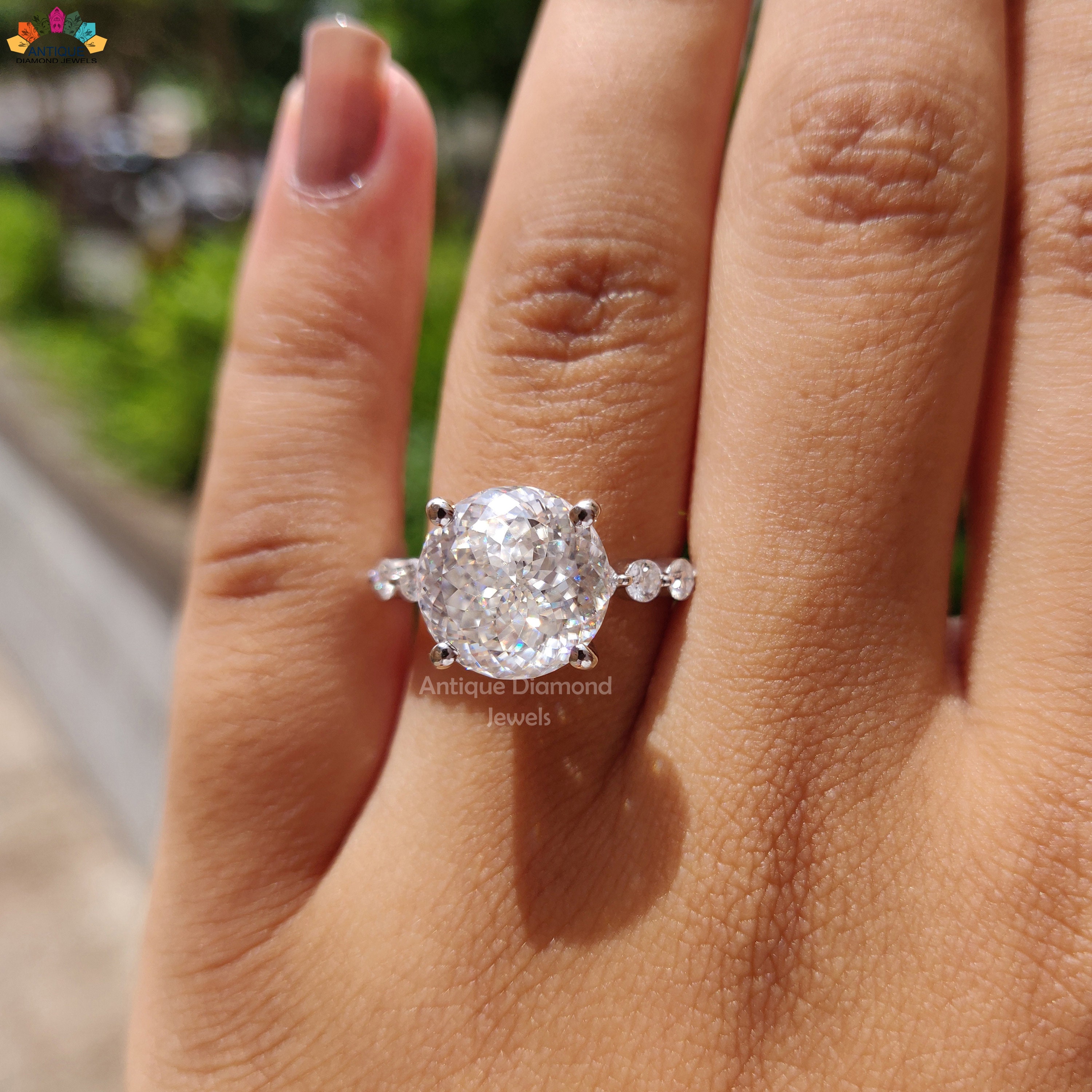 Portuguese Cut Engagement Ring 5.63 TCW Moissanite Engagement - Etsy