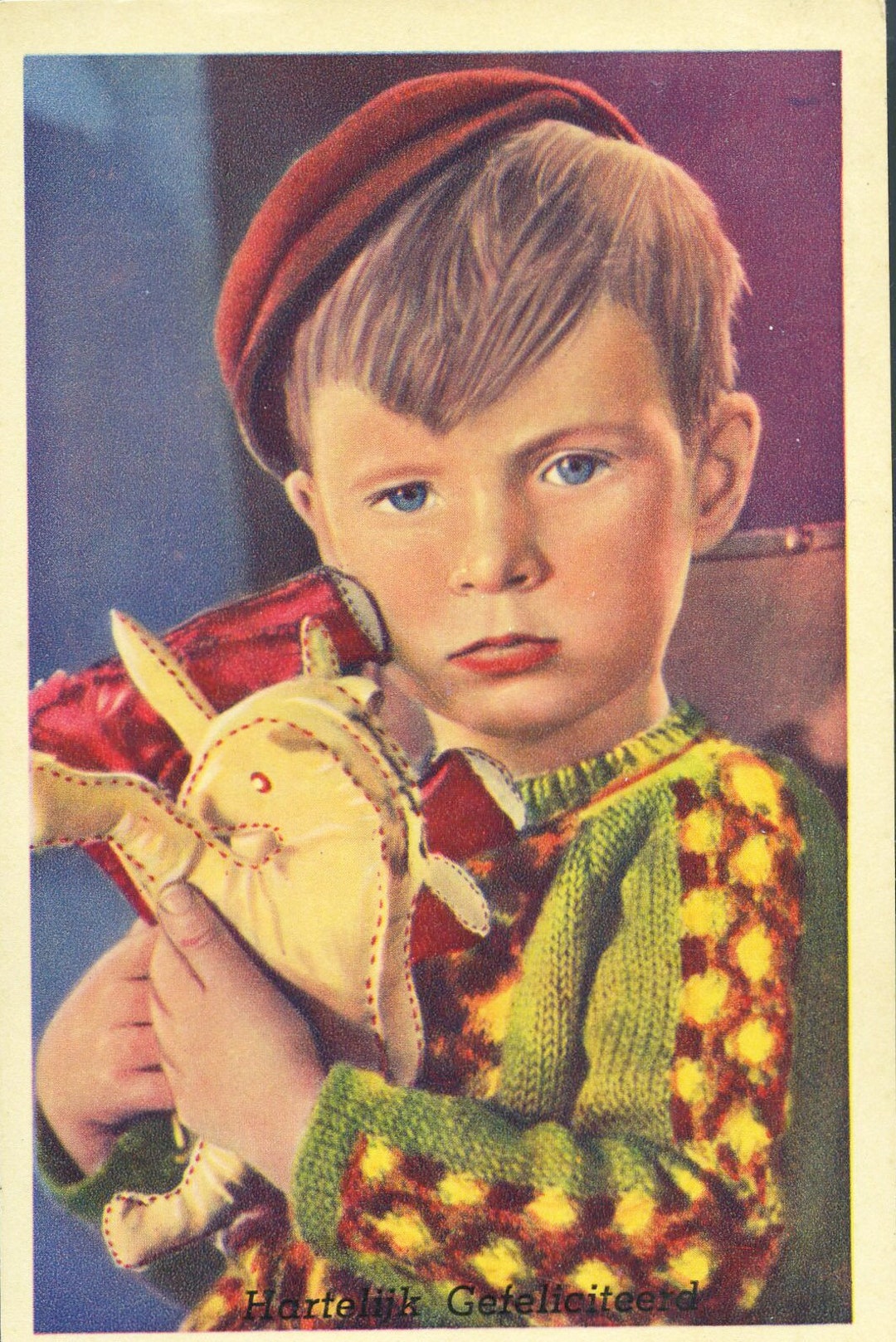 Vintage Retro Dutch Birthday Greetings Postcard 'hartelijk ...