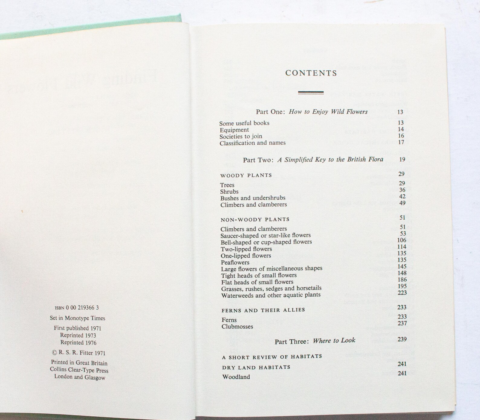 Botanical Book 'finding Wild Flowers' by R. S. R. Fitter, Vintage ...