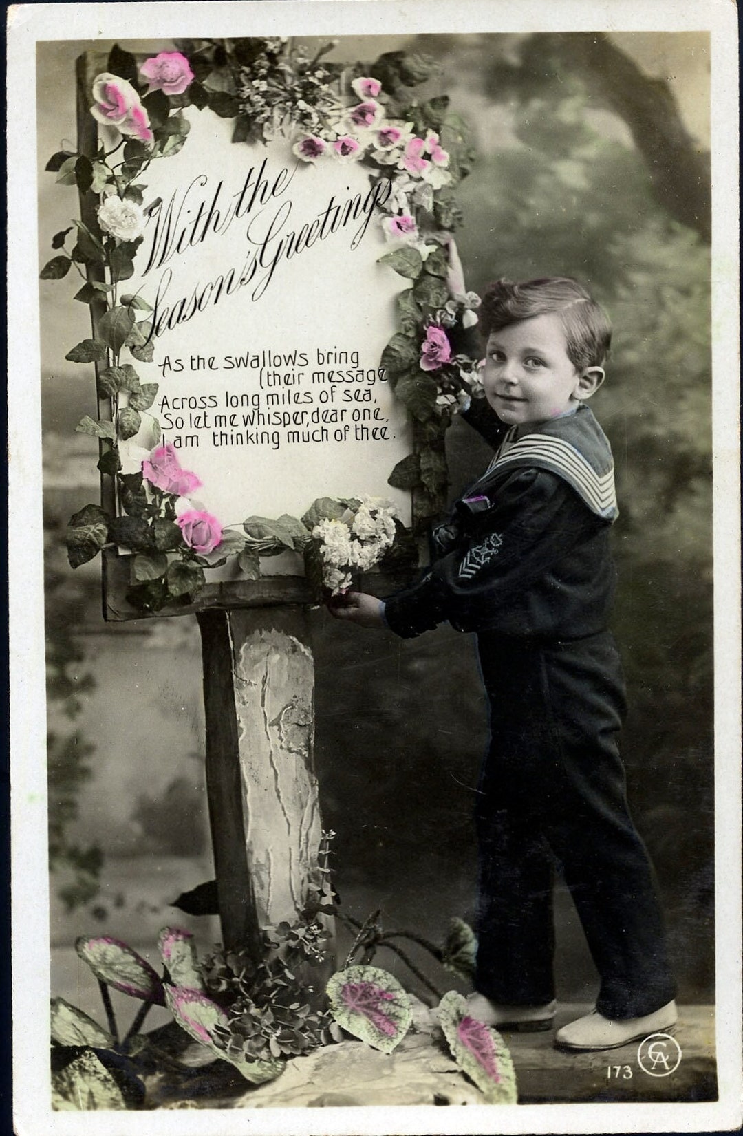 CA Series Real Photo Postcard 'with the Season's Greetings', Vintage ...