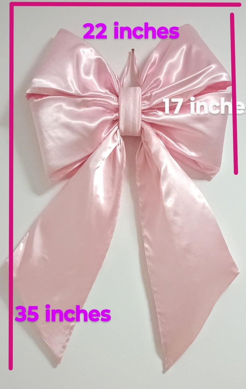 Pink Bow Large Bow Ribbon Welcome Big Bow Giant Ribbon Pink Satin Bow ...