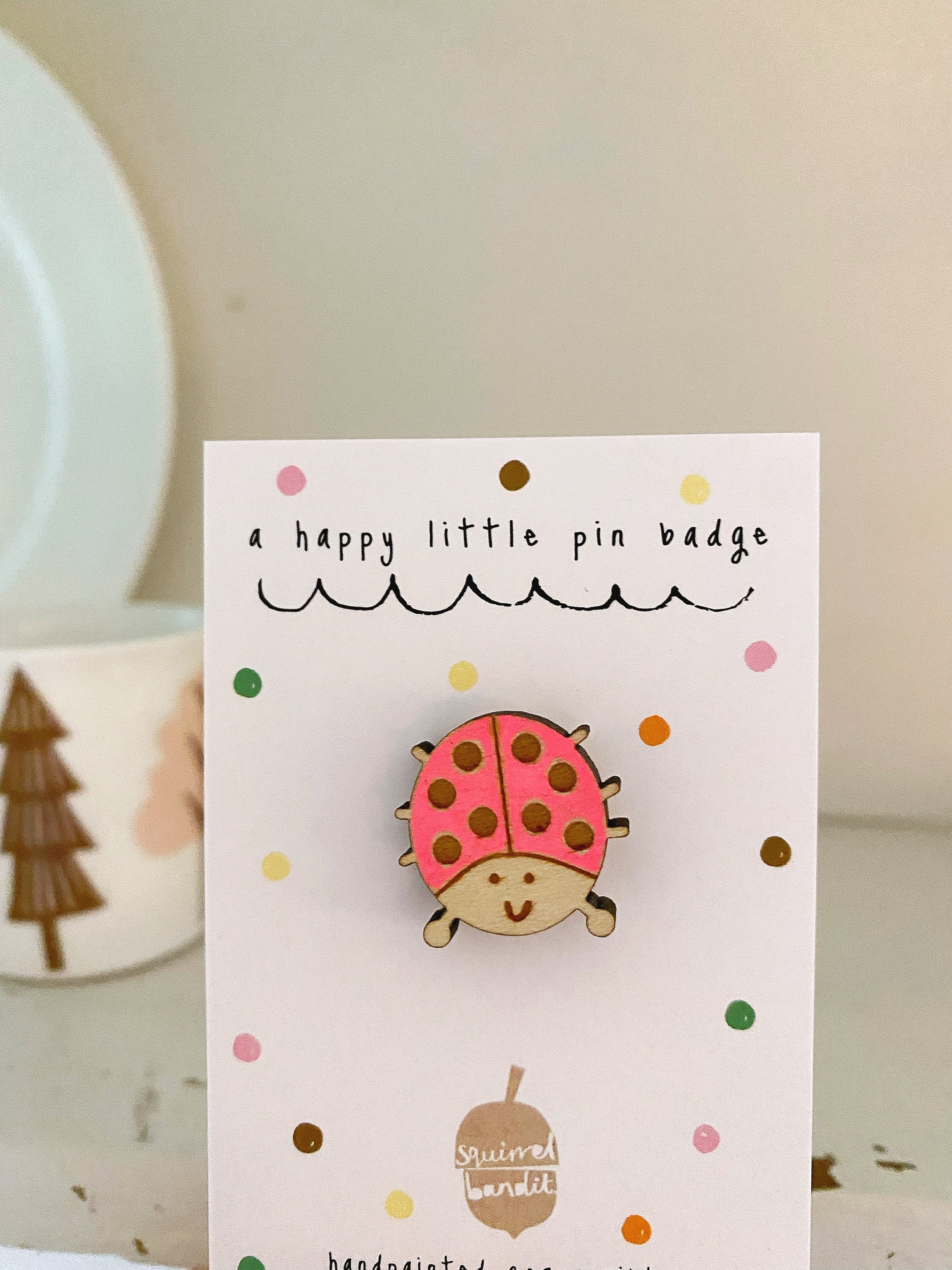 Ladybird Pin Badge / Handfinished / Wooden / Insect / Accessory ...