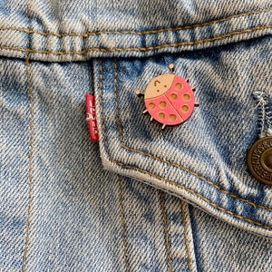 Ladybird Pin Badge / Handfinished / Wooden / Insect / Accessory ...