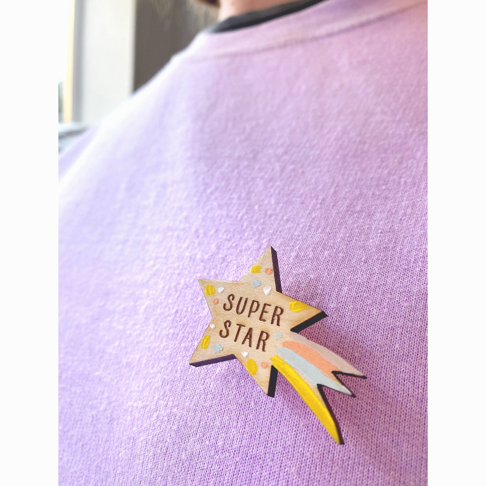 Superstar Pin Badge / Handpainted / Wooden Pin Badge / - Etsy UK