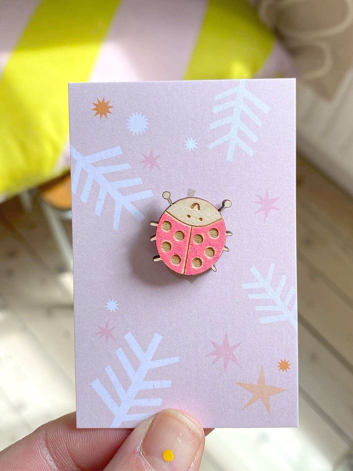 Ladybird Pin Badge / Handfinished / Wooden / Insect / Accessory ...