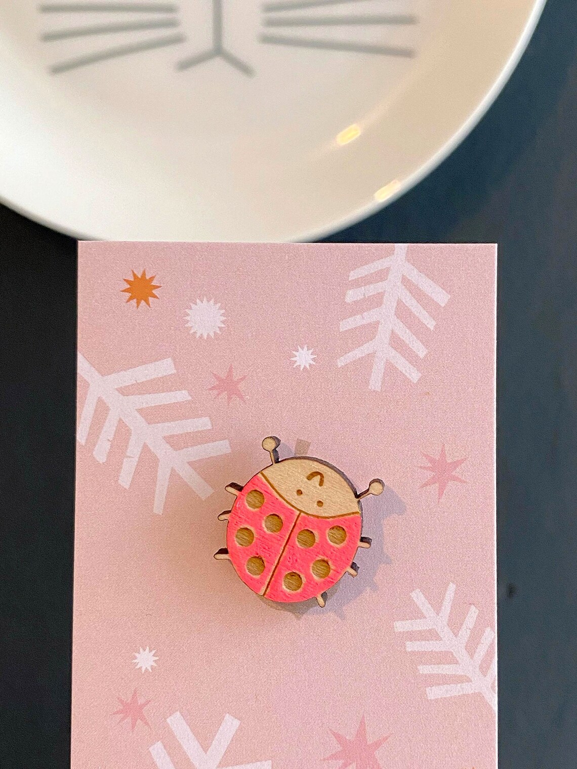 Ladybird Pin Badge / Handfinished / Wooden / Insect / Accessory ...