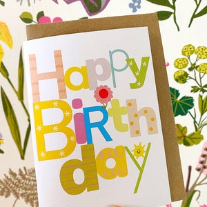 Happy Birthday Typography Birthday Card - Etsy