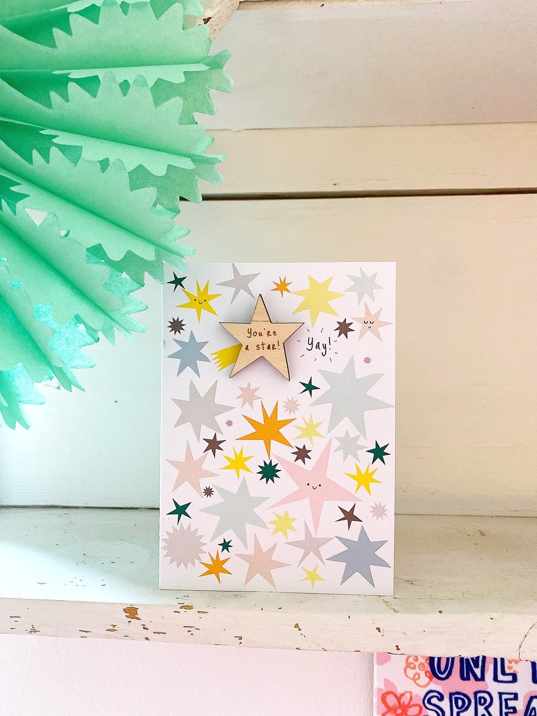 You're a Star Greeting Card / Celebrate / Birthday / Handmade / Wooden ...