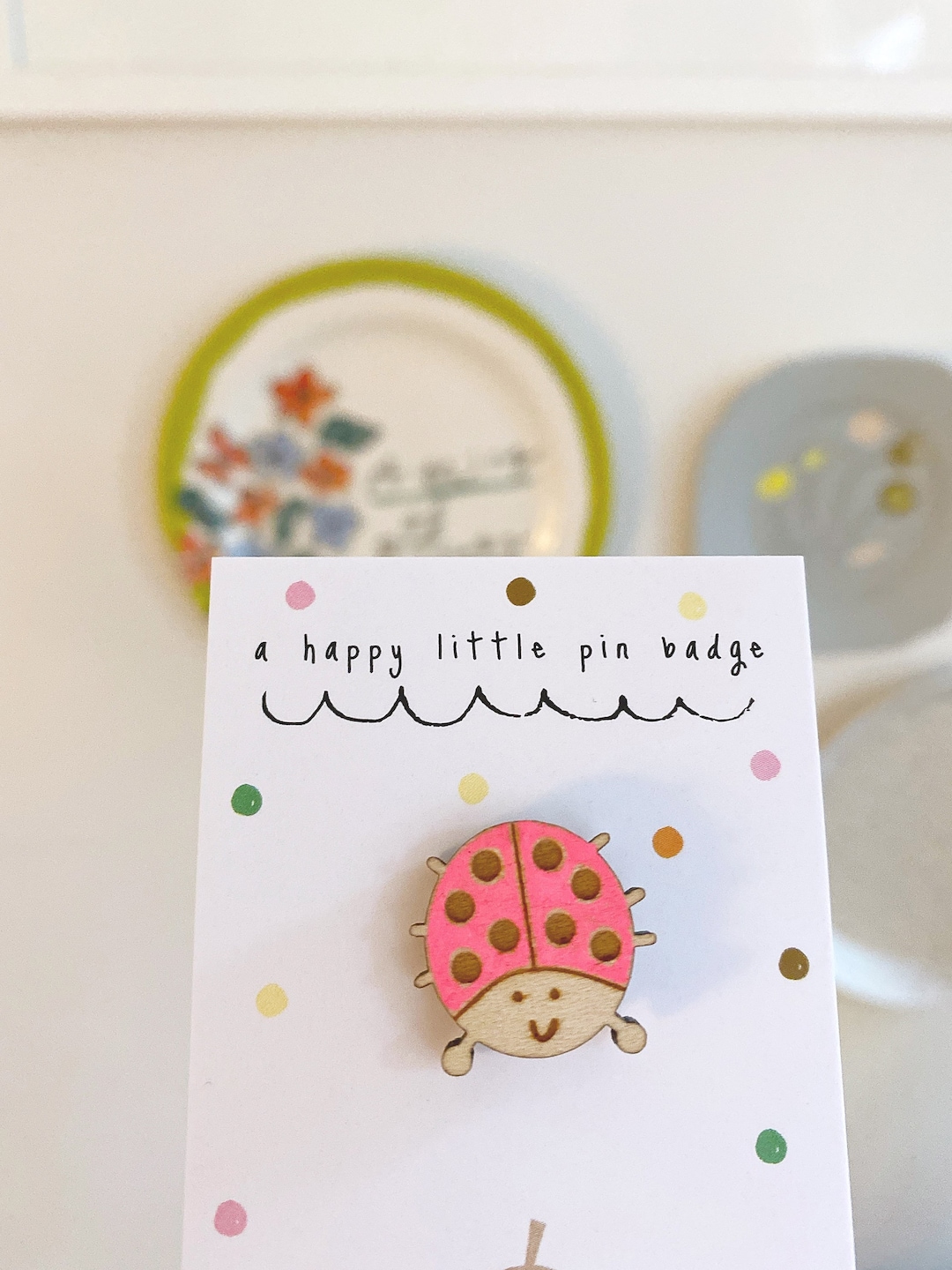 Ladybird Pin Badge / Handfinished / Wooden / Insect / Accessory ...