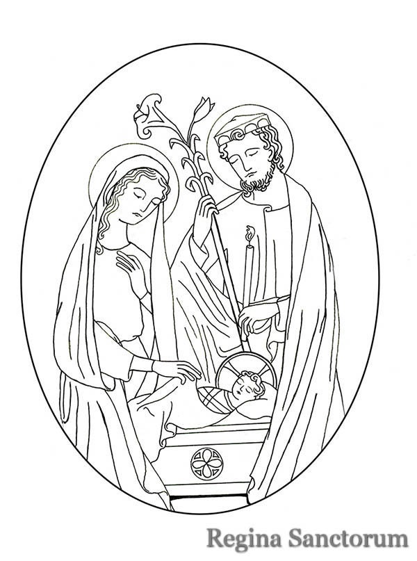 Catholic Holy Family Coloring Page Sketch Coloring Page