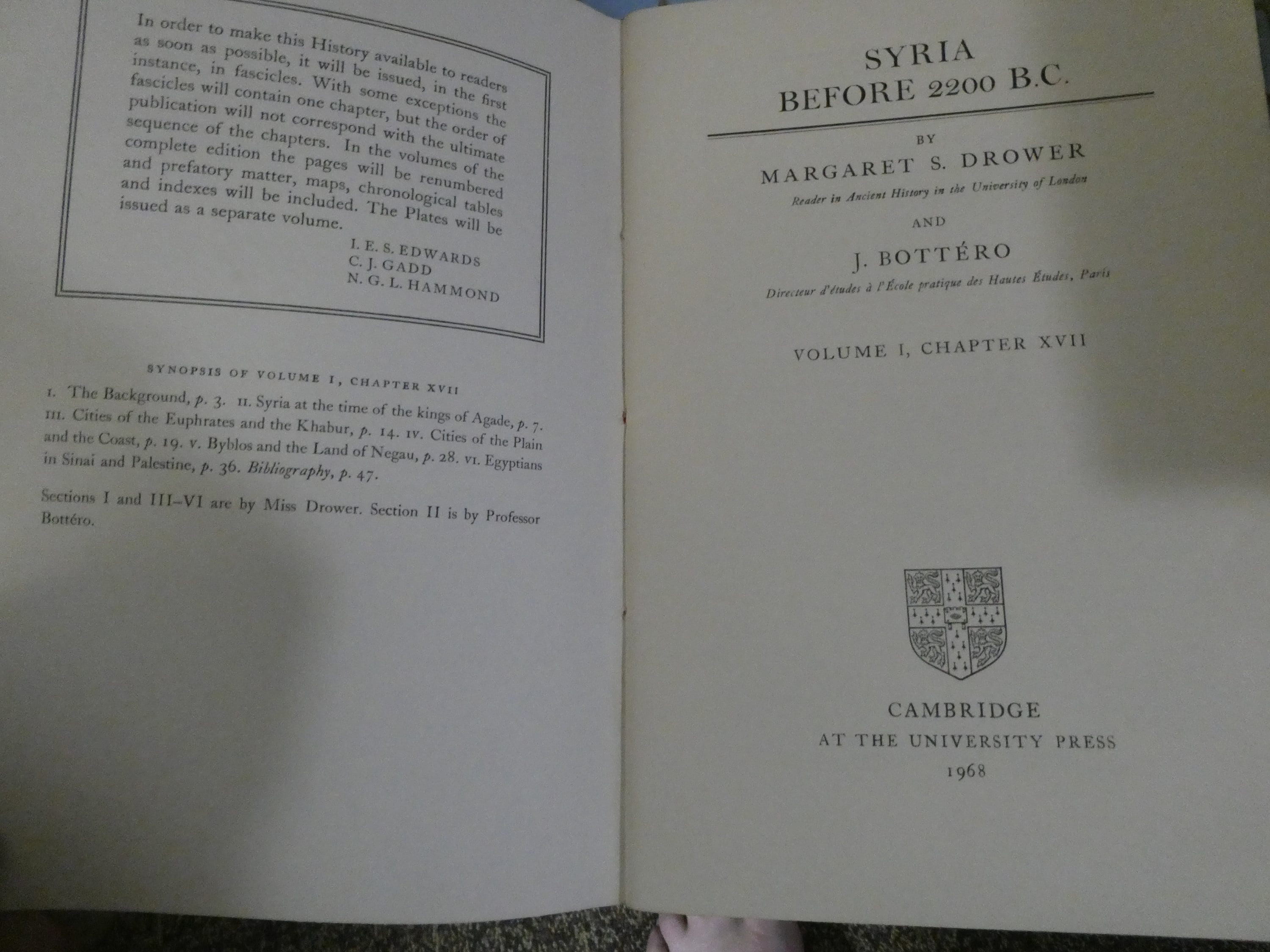 Cambridge Ancient History Series 2 Booklets 1970: Syria Before 2200 B ...