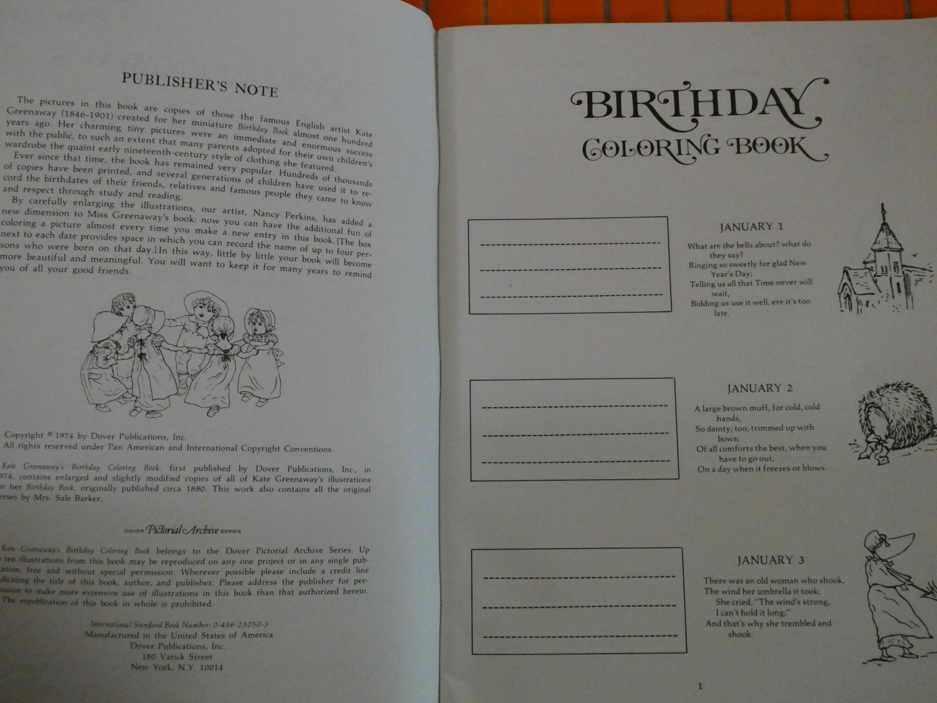 Kate Greenaway's Birthday Coloring Book 365 Illustrations and Blocks to ...