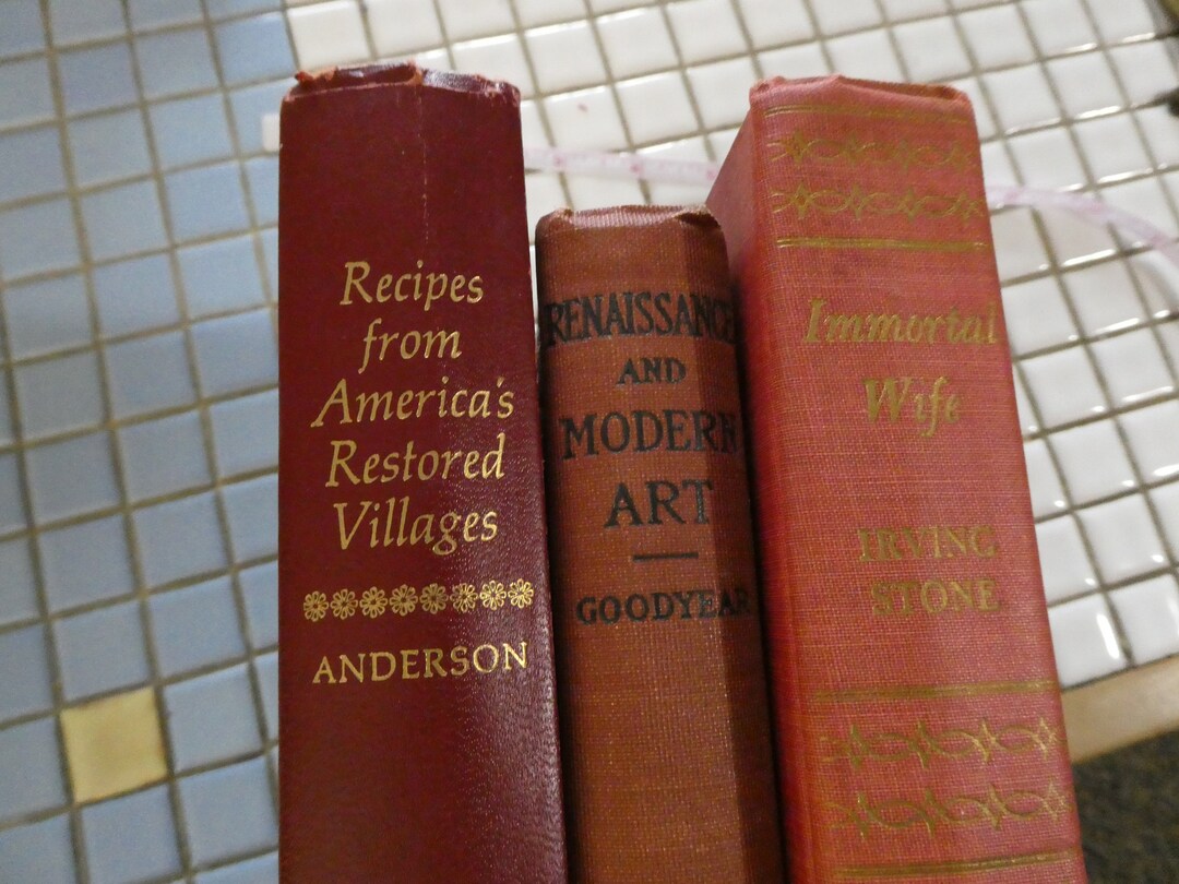 3 Vintage Books Shades of Red for Staging, Decorating, Props for the ...