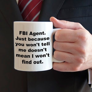 Office Personalized Ceramic Mug Gift for Him, FBI Agent Tea Cup Gift ...