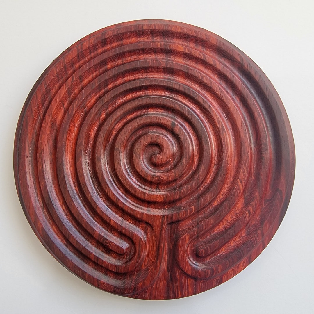 Peace Labyrinth, Meditation Tool, Paduek Wood, Naturally Orange Wood ...