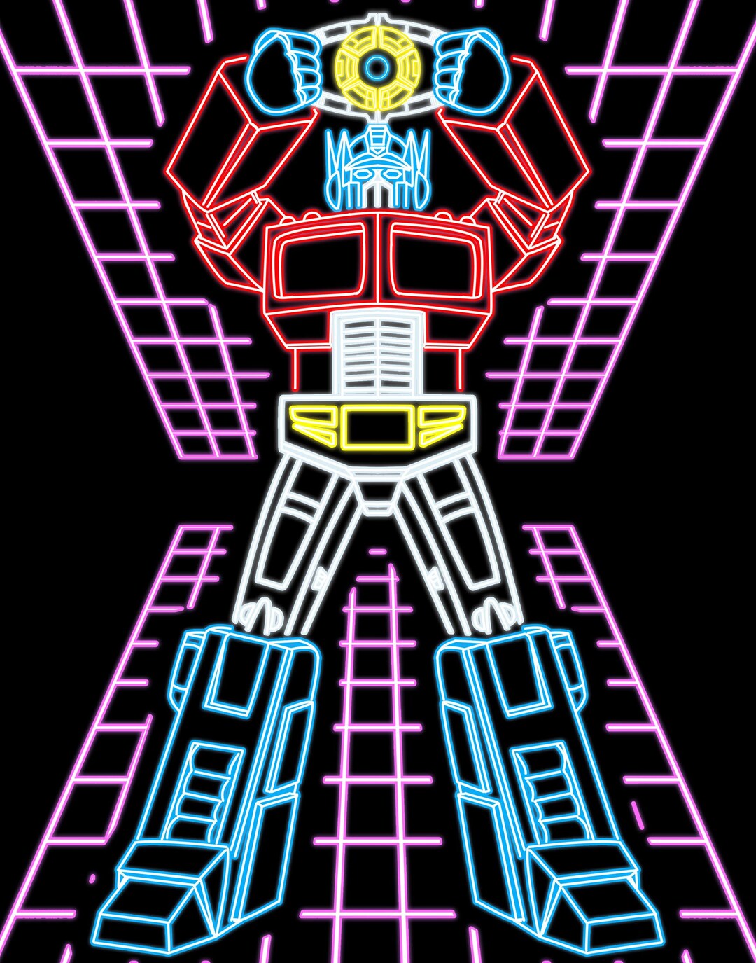 Optimus Prime Neon Art Print - Etsy