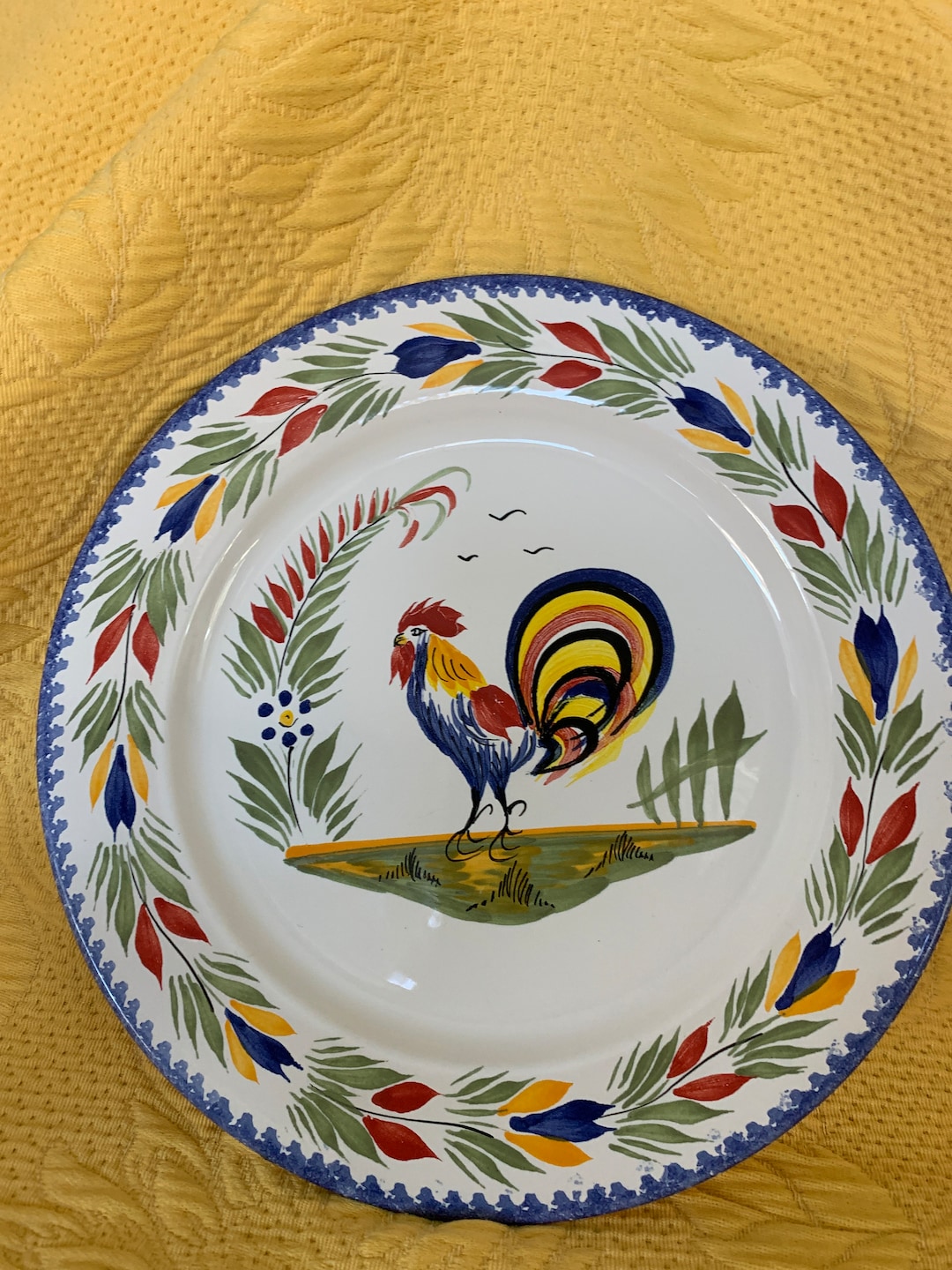 Quimper Rooster Plate - Etsy
