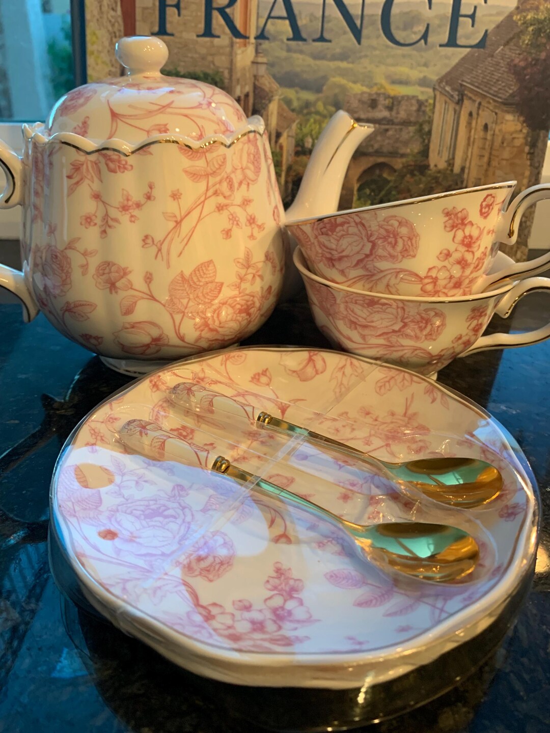 Grace Teaware 7piece Set Pink Rose Pattern - Etsy