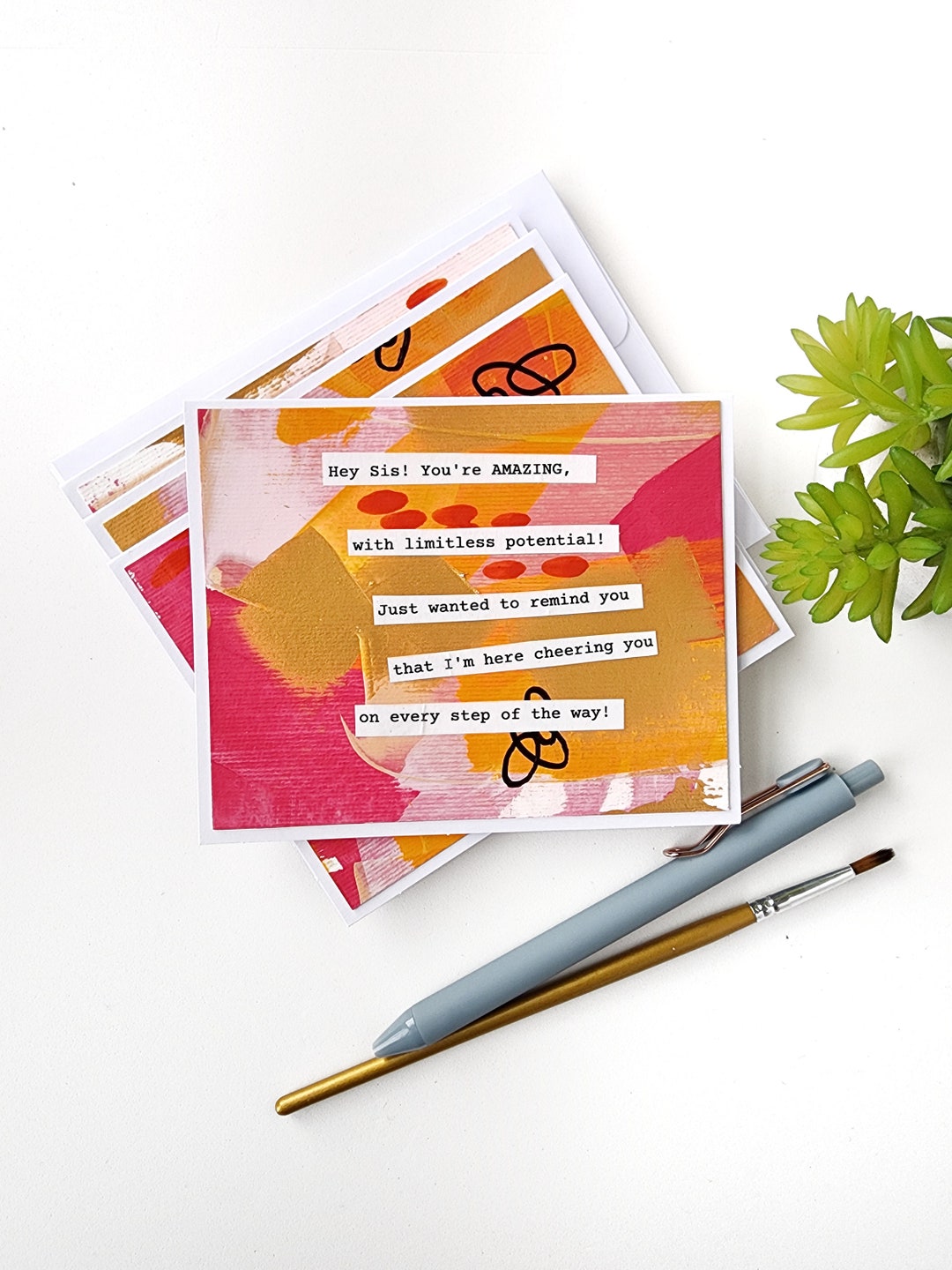 Mixed Media Encouragement Cards for Women Encourage Her Hand Painted ...