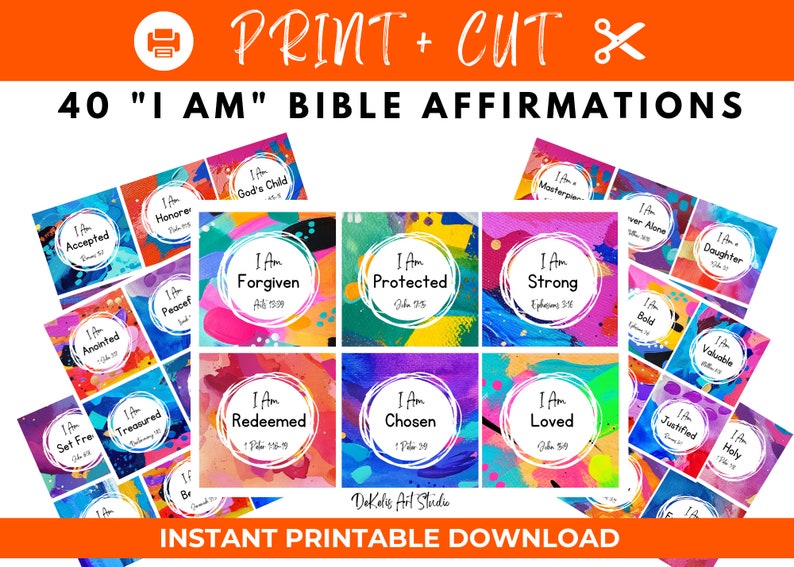 40 I AM Affirmation Cards Bible Based Affirmation Cards for Christian ...