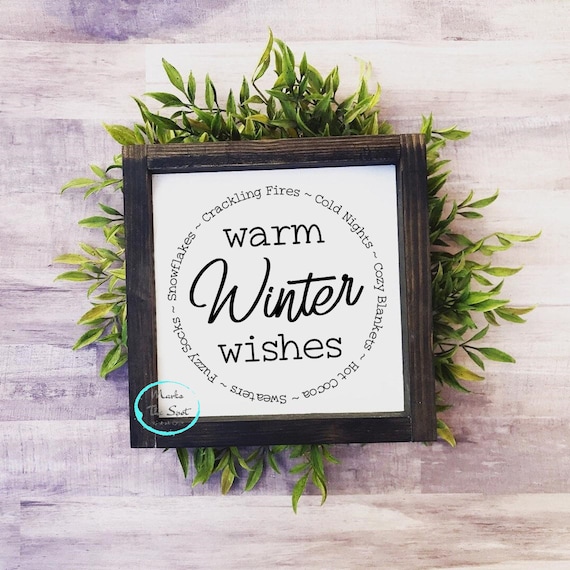 Warm Winter Wishes wood sign Winter sign Farmhouse sign | Etsy