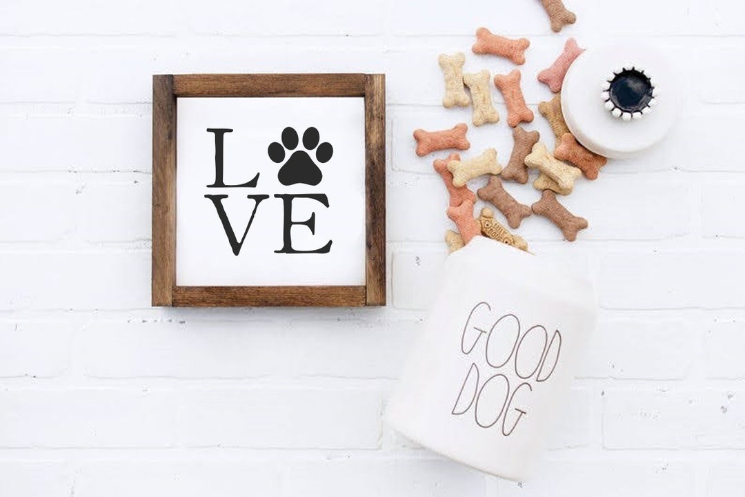 Dog Love Sign Paw Print Dog Sign I Love My Dog Valentines Feb 14th - Etsy