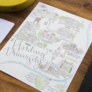 Harding University Map Watercolor Art Print - Etsy
