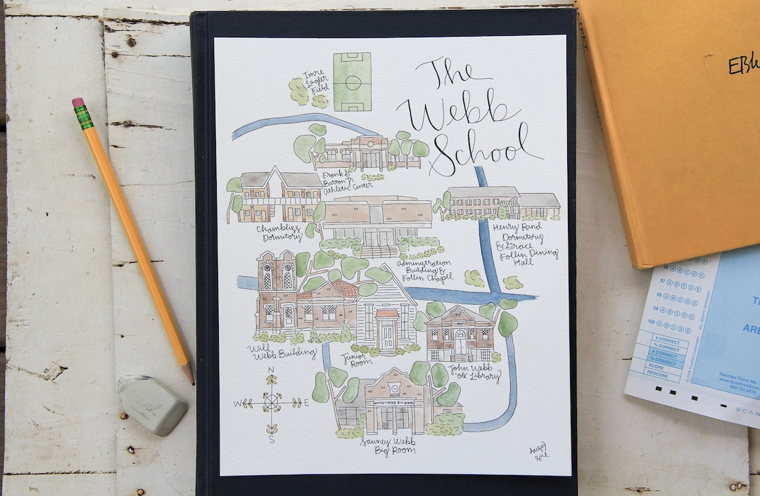 The Webb School, Bell Buckle, TN Map Watercolor Art Print - Etsy
