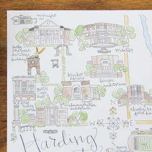 Harding University Map Watercolor Art Print - Etsy