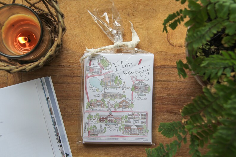 Elon University Map Note Cards Set of 5 - Etsy