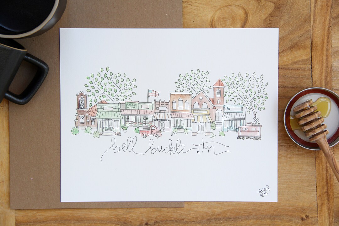 Bell Buckle, TN Map Watercolor Art Print - Etsy