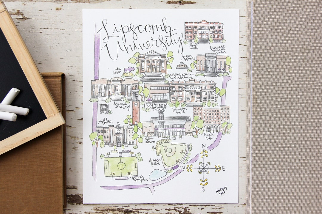 Lipscomb University Map Watercolor Art Print - Etsy
