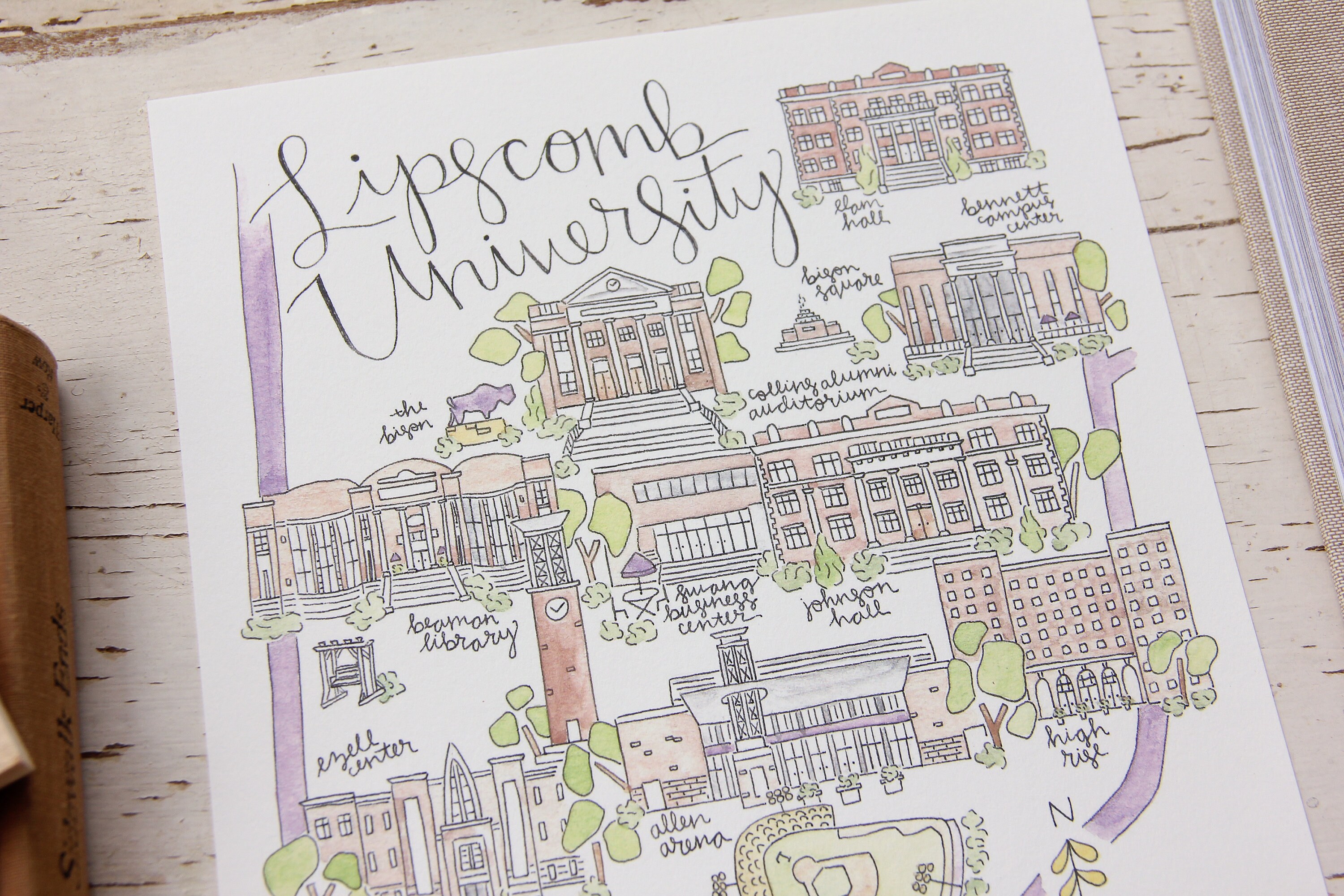 Lipscomb University Map Watercolor Art Print - Etsy