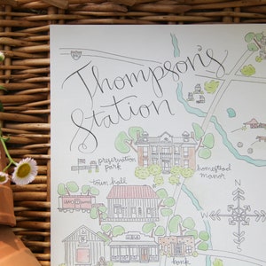 Thompson's Station, TN Map Watercolor Art Print - Etsy