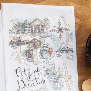 Decatur, Alabama Watercolor Map 100% Cotton Tea Towel - Etsy