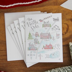 The North Pole Map Note Cards Set of 5 - Etsy