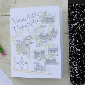 Vanderbilt University Map Note Cards Set of 5 - Etsy