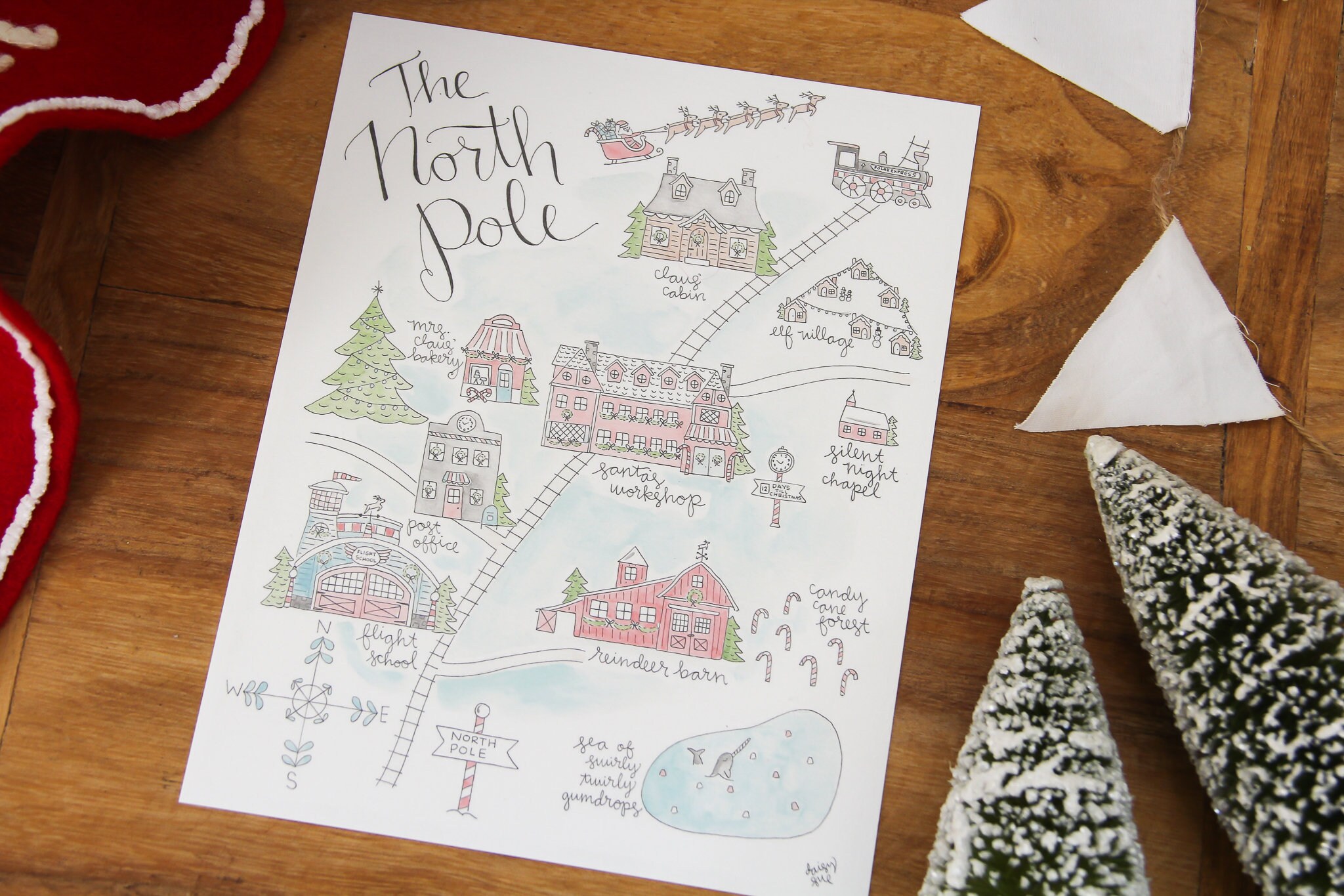 The North Pole Map Watercolor Art Print - Etsy