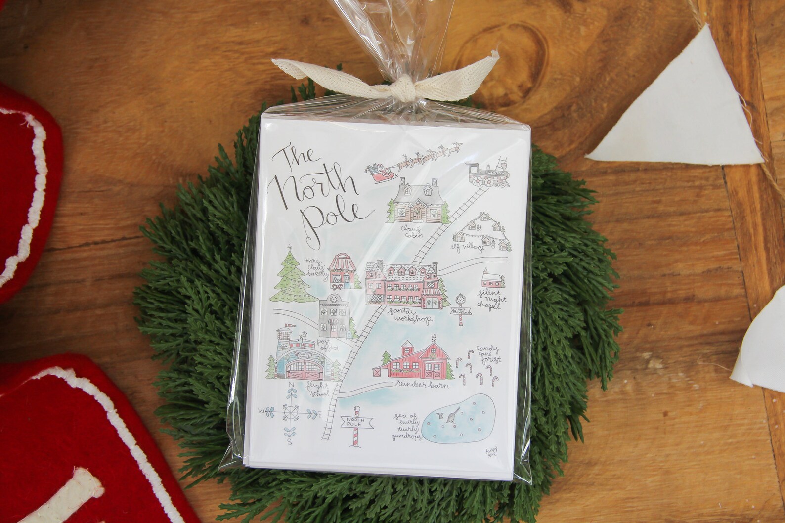 The North Pole Map Note Cards Set of 5 - Etsy
