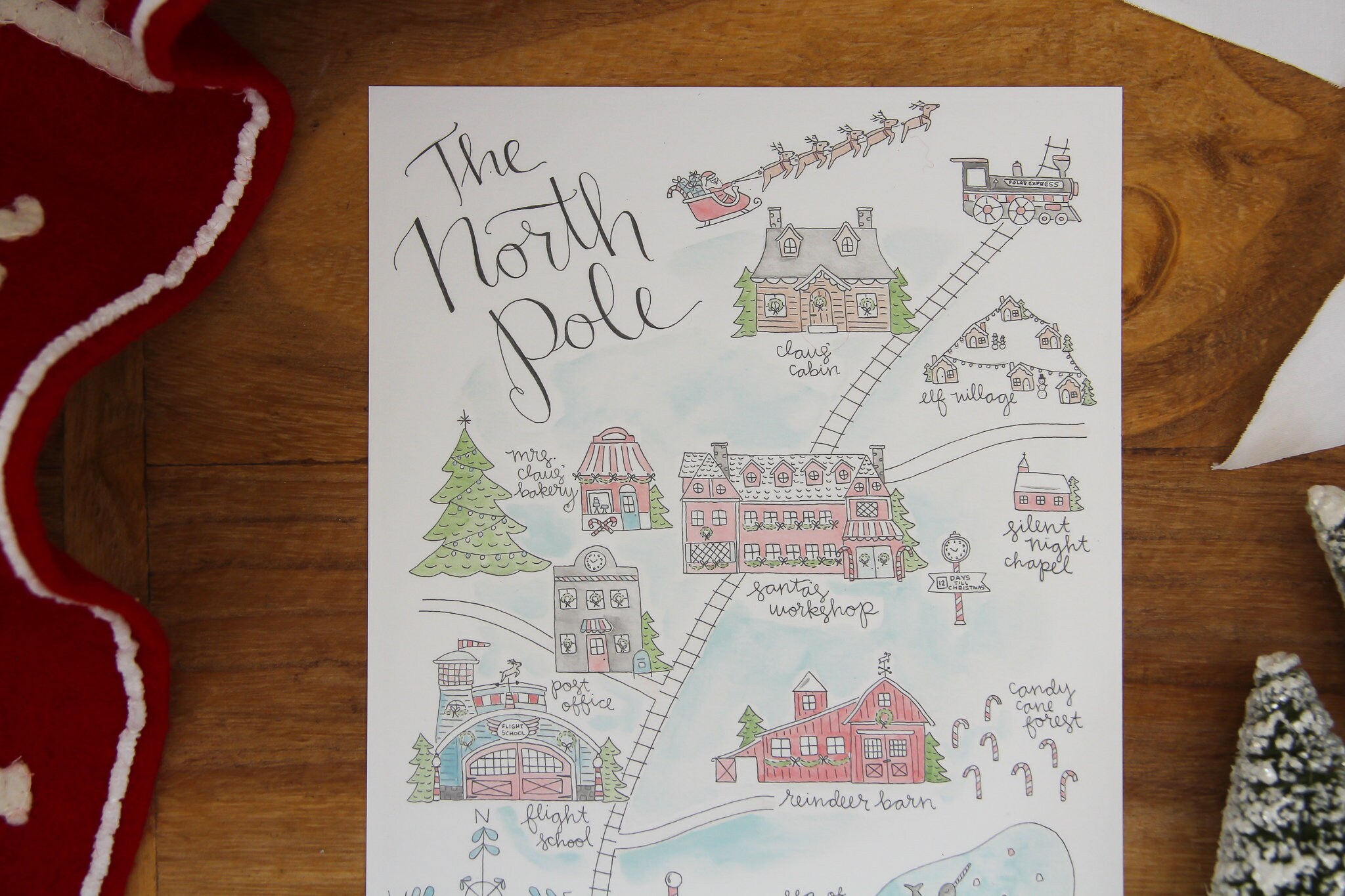 The North Pole Map Watercolor Art Print - Etsy