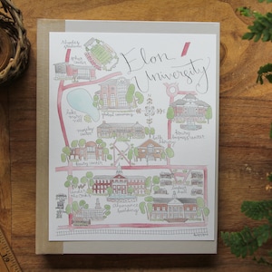 Elon University Map Watercolor Art Print - Etsy