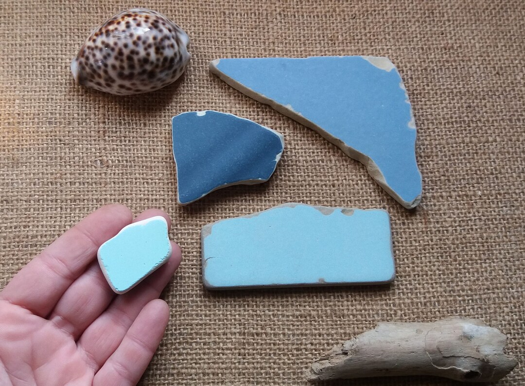 Blue Sea Pottery 6 Pieces, Big Sea Tiles Scraps - Etsy