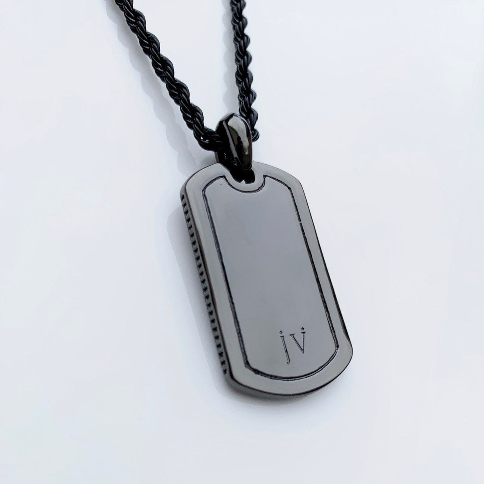 Topaz Blue Dog Tag Necklace by JV Jewelry - Etsy