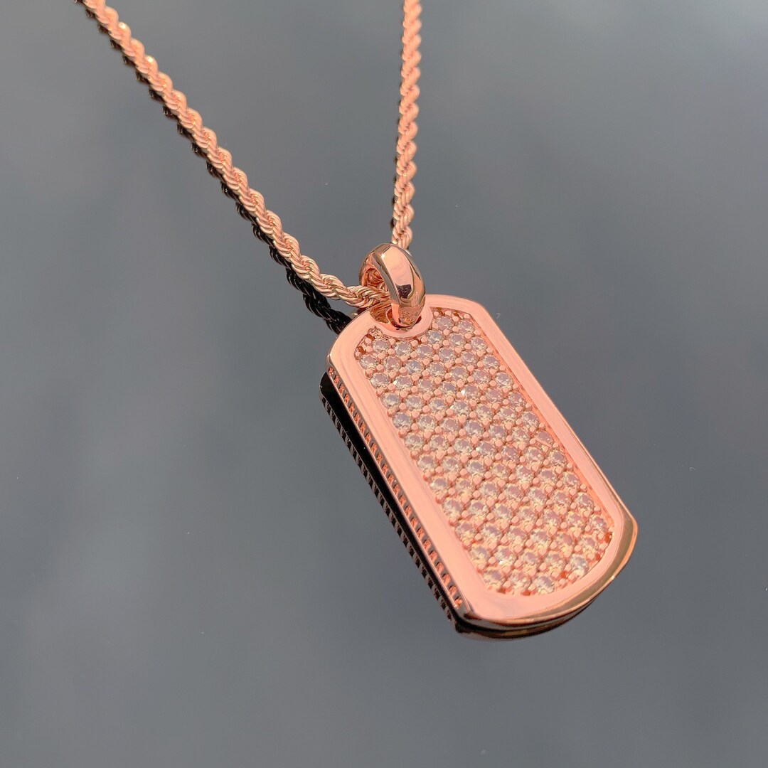 Rose Gold on Champagne Gemstone Dog Tag Necklaces by JV Jewelry - Etsy