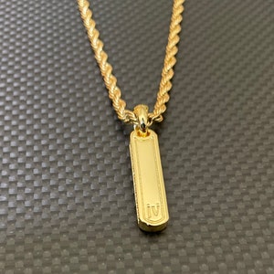 Men's Diamond Vertical Bar Pendant - Gold on White Pavé Gemstones - Etsy