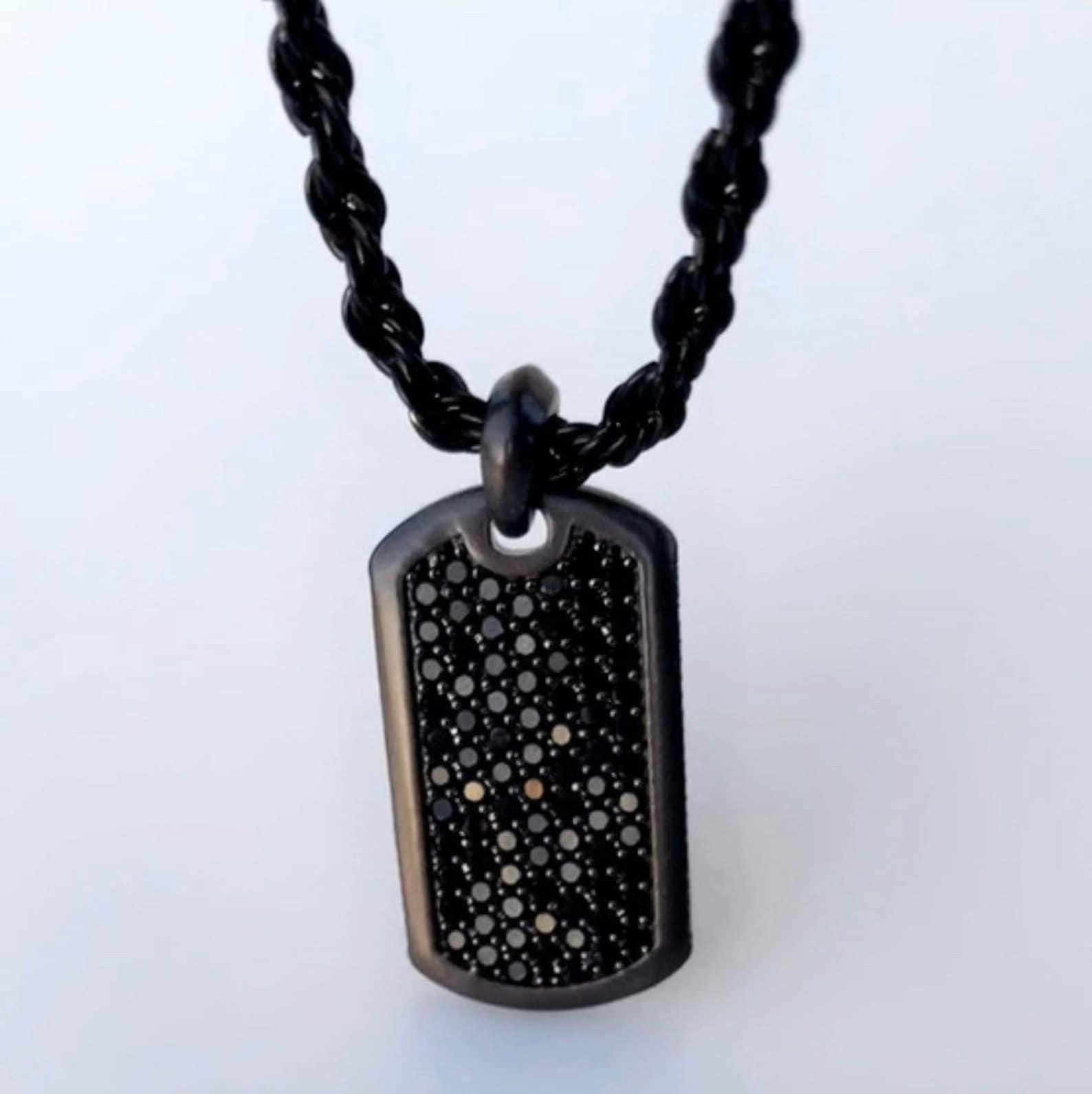 Matte Black Mens Dog Tag Necklaces by JV Jewelry - Etsy